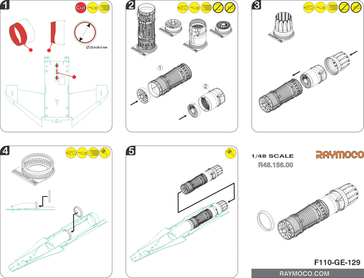 1/48 F-16 Turbo Jet Engine F110-GE-129. For Kits - TAMIYA | RAYMOCO